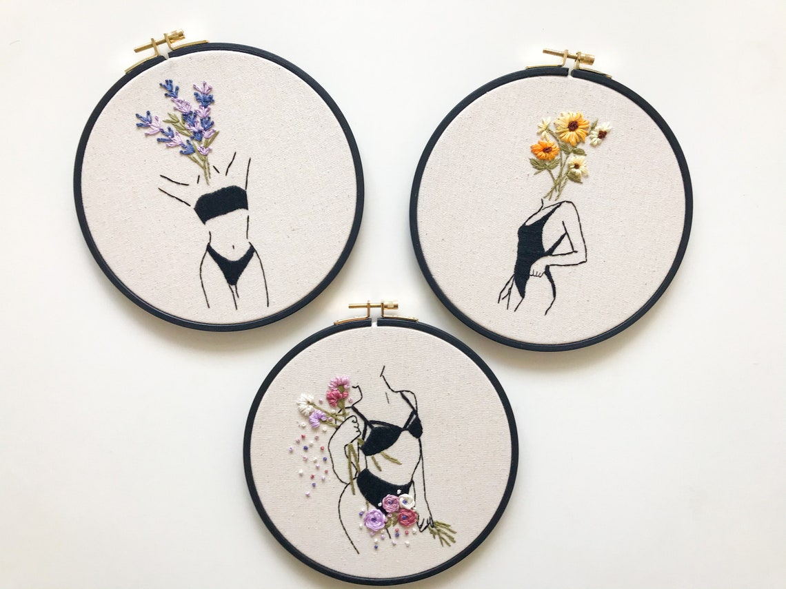 Embroidery Kit Set. Ladies with Flowers. Feminist Hand | Etsy