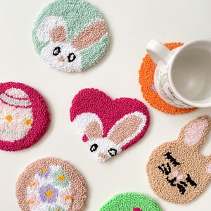 Punch Needle Coasters Kit Set | Easter Coasters Kit | Beginner Punch ...