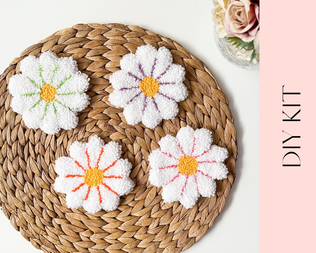 Daisy Punch Needle DIY Kit | Beginner Tufted Kit | Punch Needle for ...
