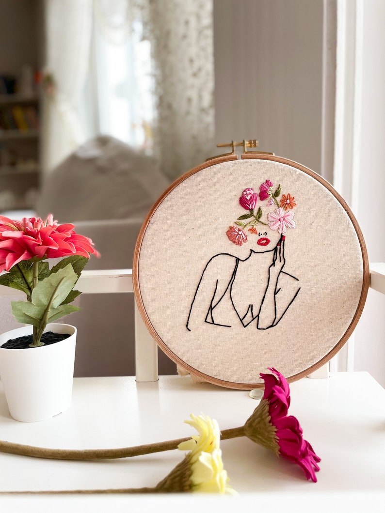 Flower Girl Embroidery Pattern. How to Stitch Guide. Feminist | Etsy
