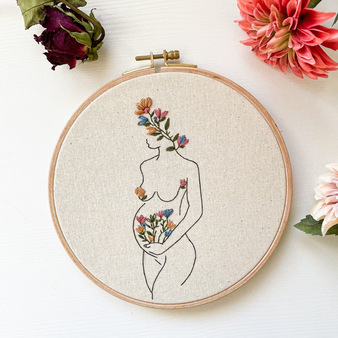 Pregnant Lady PDF Pattern Modern Embroidery How to Stitch | Etsy