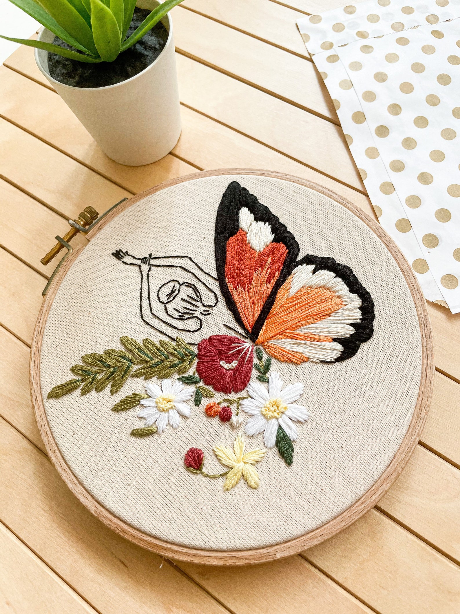 Butterfly Female Embroidery PDF Pattern / Beginner Embroidery - Etsy