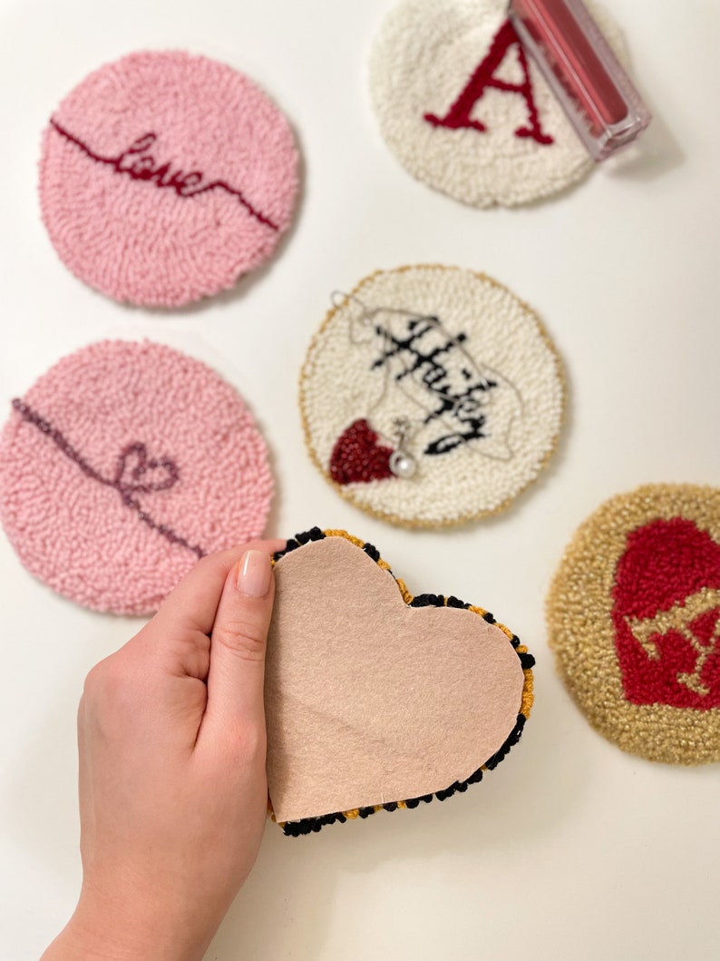 Handmade Tufted Coasters Mug Rug Valentines Day Gift - Etsy
