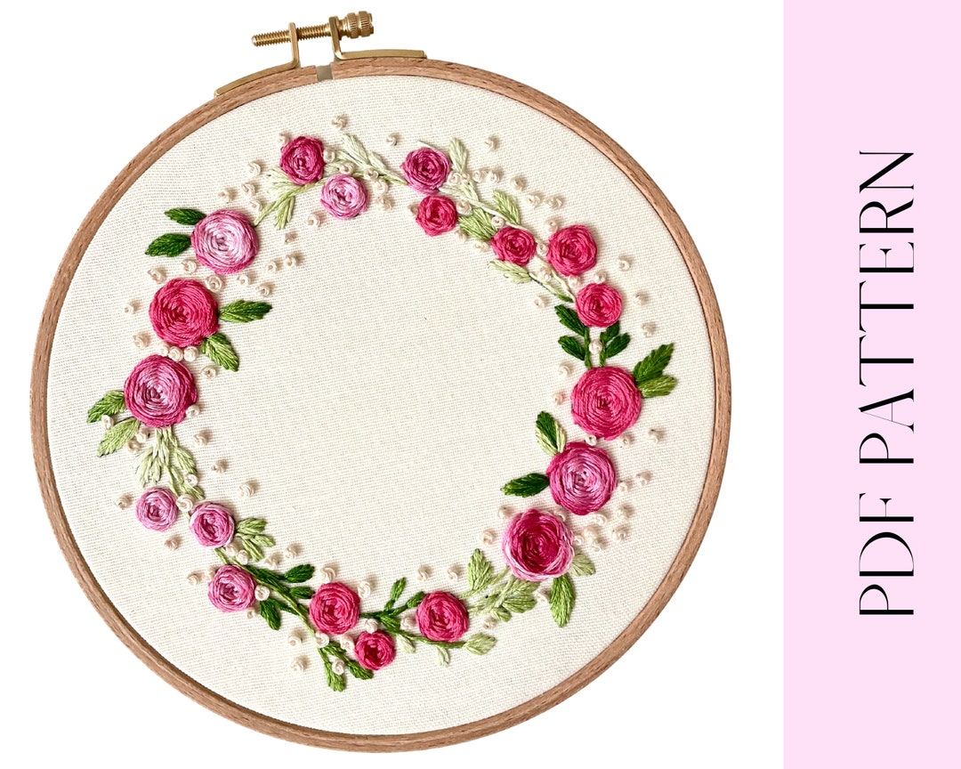 Floral Wreath Embroidery PDF Pattern / Beginner Embroidery / How to ...