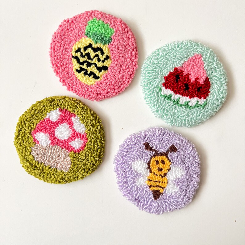 Set of Two Car Coasters Tufted Cute Car Coaster - Etsy