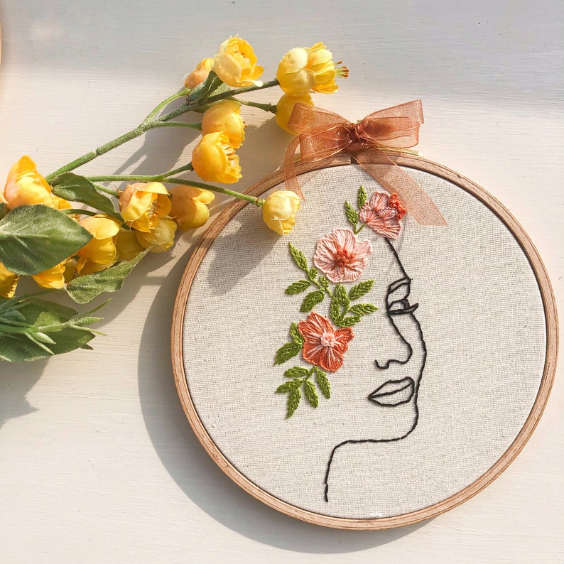 Line Art Embroidery Kit. Line Portrait Embroidery. Modern | Etsy