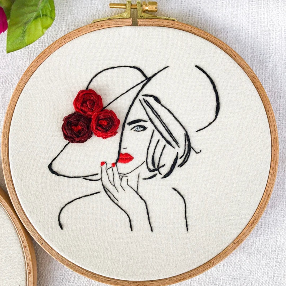 Lady With Roses PDF Pattern / Female Embroidery / Beginner Embroidery ...
