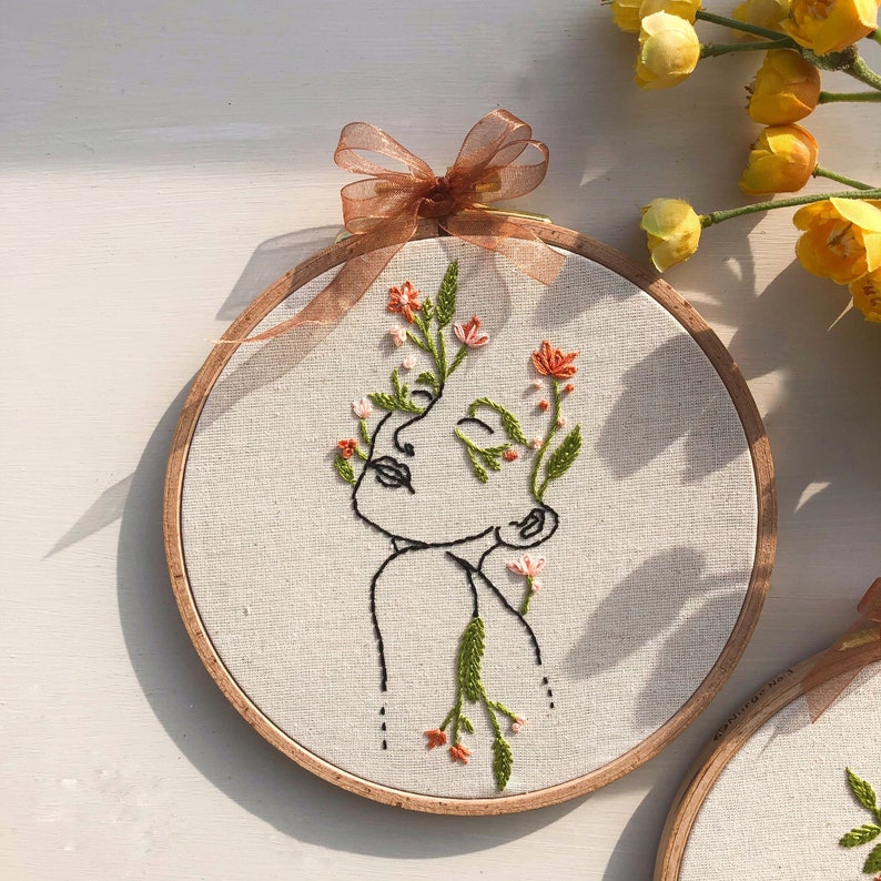 Line Art Embroidery Kit. Line Portrait Embroidery. Modern | Etsy