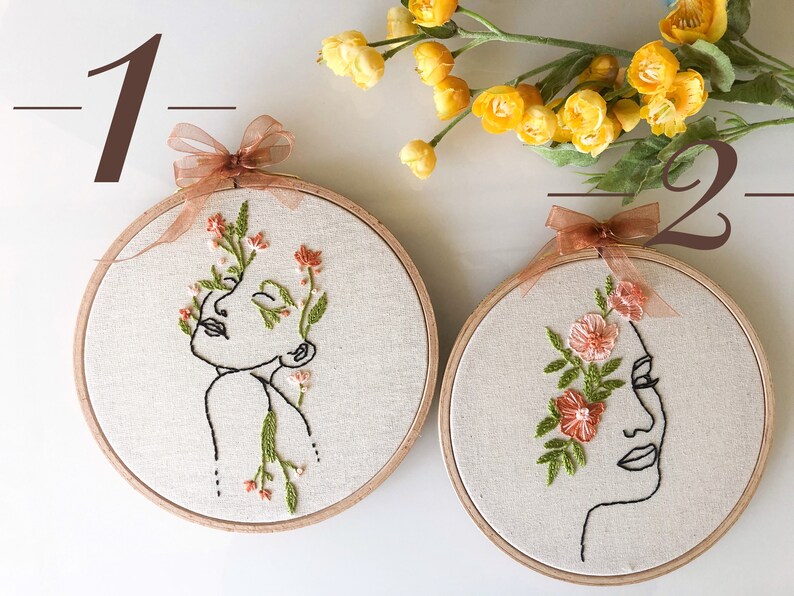 Line Art Embroidery Kit. Line Portrait Embroidery. Modern | Etsy