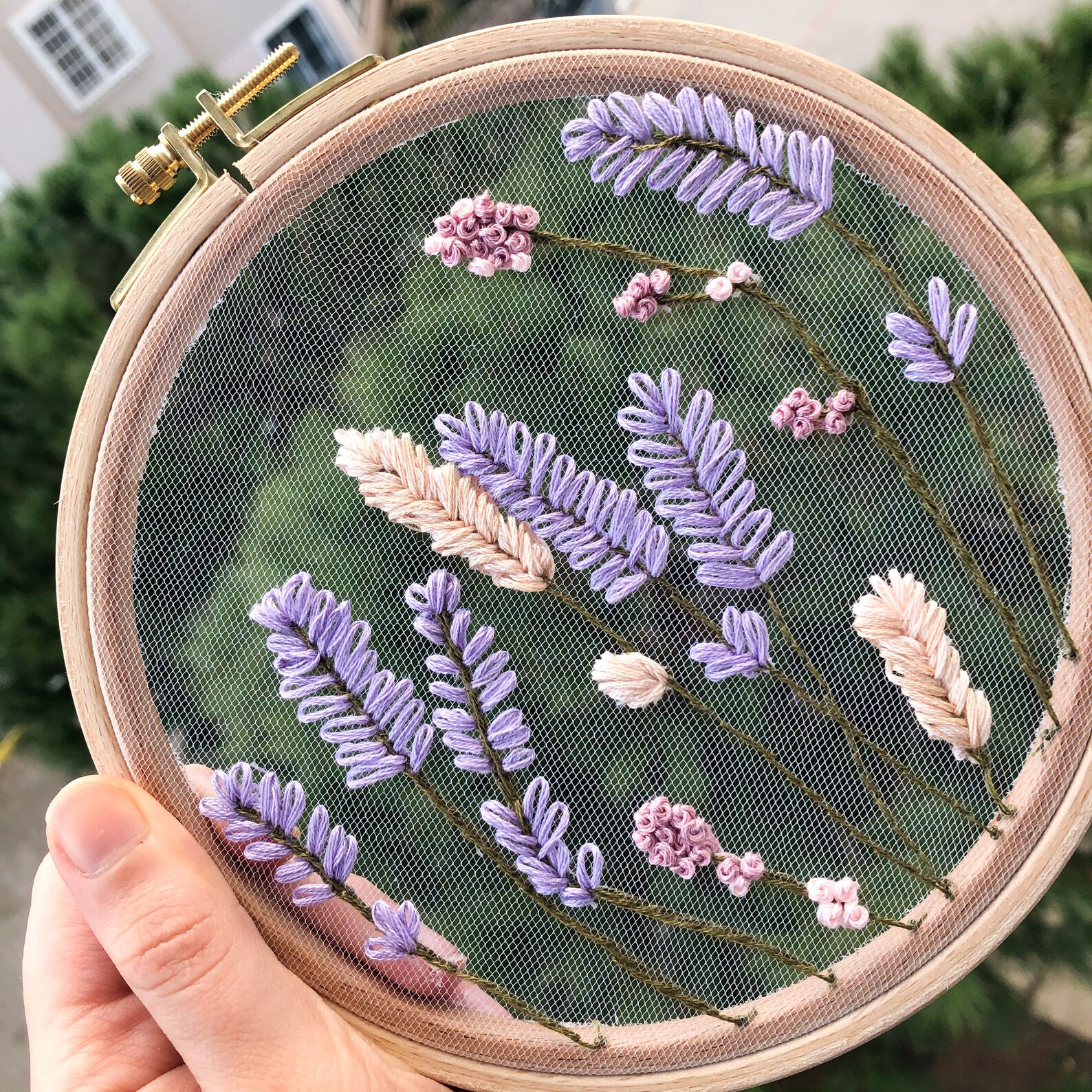 Lavender Dandelion Tulle Embroidery Hoop. Hand Embroidery Hoop | Etsy