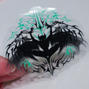 Horned Demon Transparent Sticker Waterproof | Haunted Illustration ...