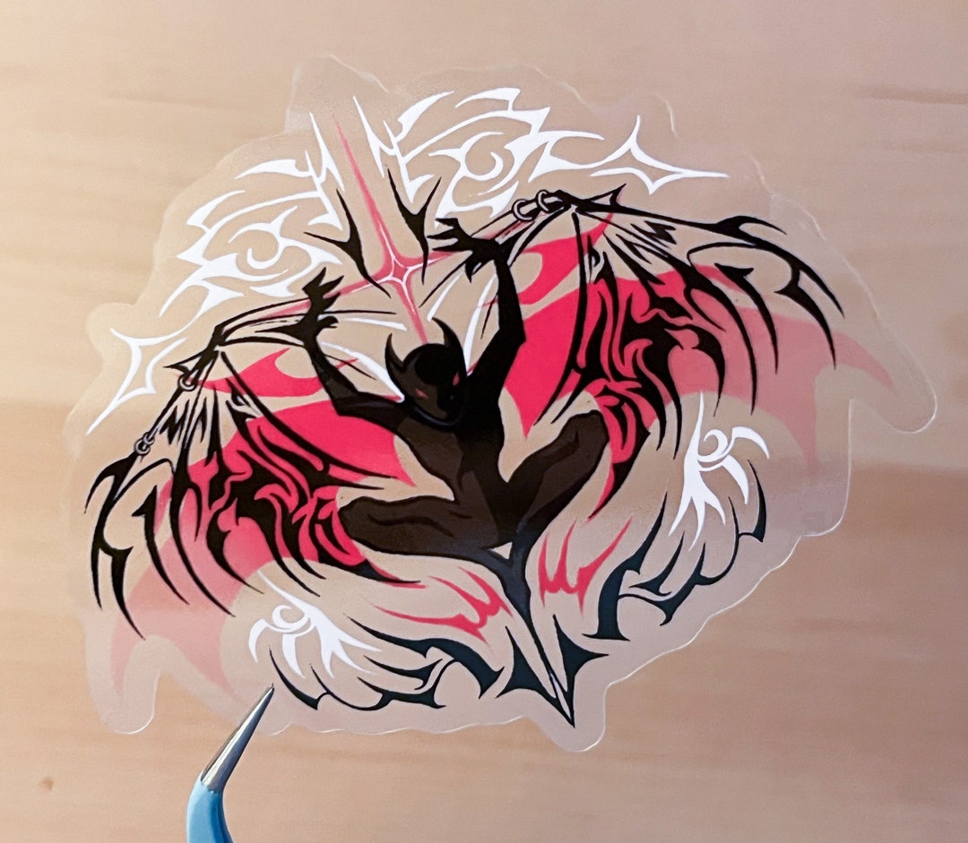 Horned Demon Transparent Sticker Waterproof | Haunted Illustration ...