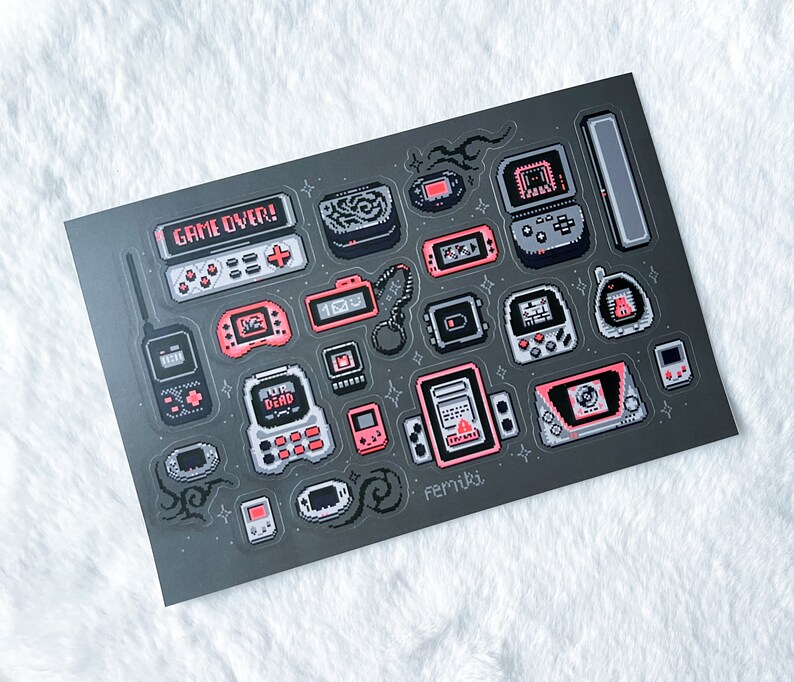 Vintage Consoles Pixel Art Sticker Sheet! Retro Gaming Original Design ...