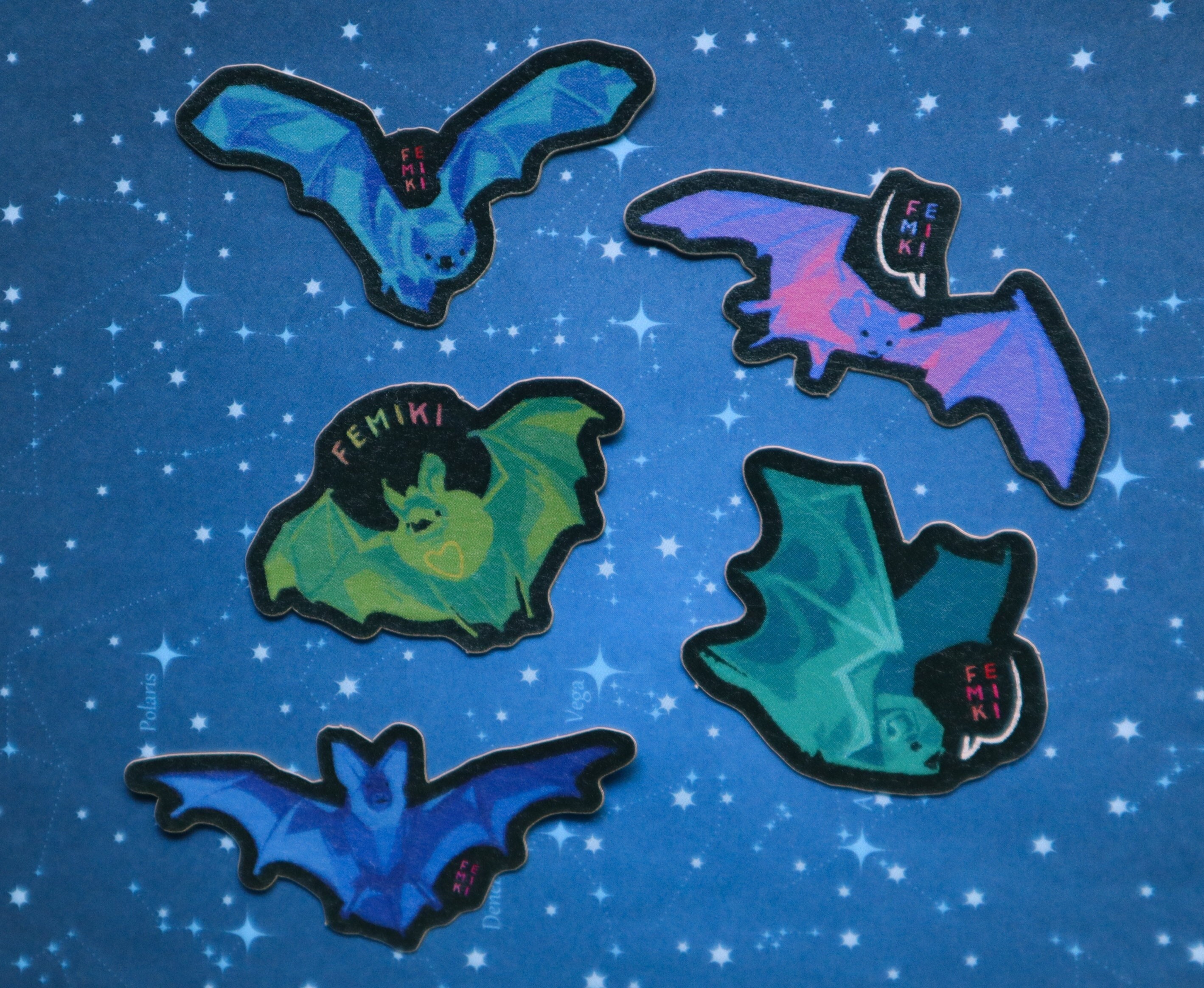 Cute Rainbow Bats Sticker Pack | Kawaii Baby Bat Sticker Set! Goth ...