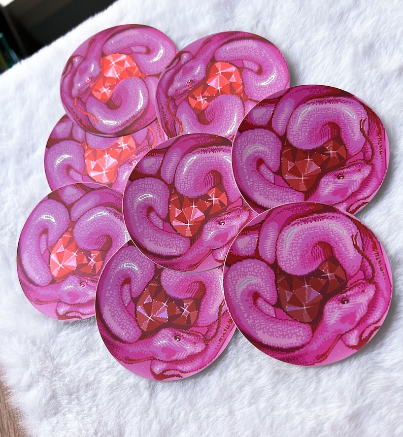 Matte Holo Snake Sticker - Pixel Art Sticker! - Etsy