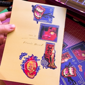 Demon Girl Sticker Sheet! Original Neon Purple Gothic Artwork