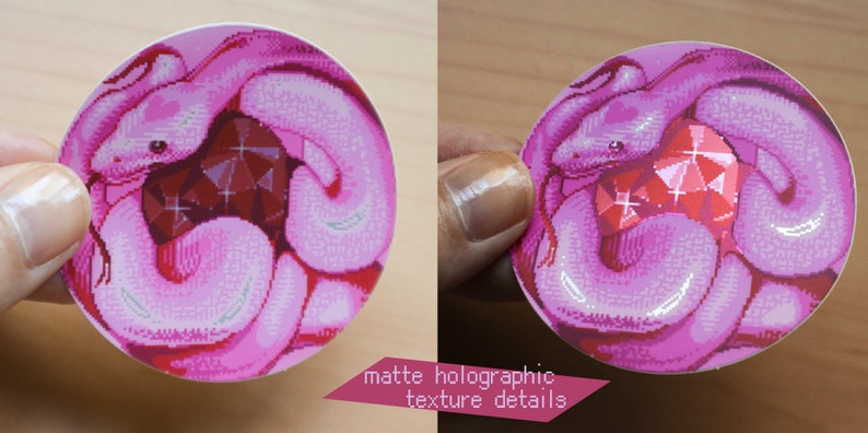 Matte Holo Snake Sticker - Pixel Art Sticker! - Etsy