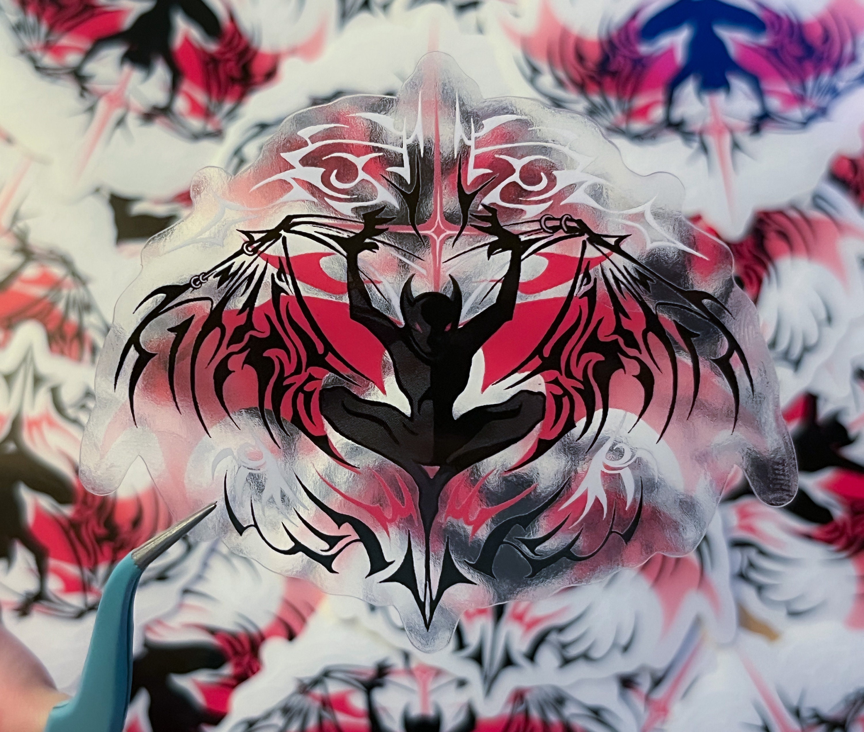 Horned Demon Transparent Sticker Waterproof | Haunted Illustration ...