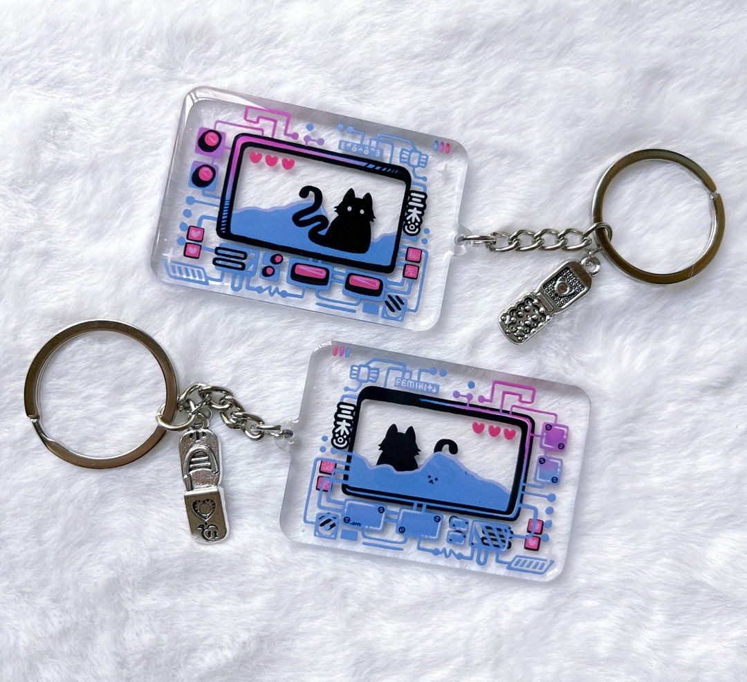 Virtual Pet Cat Keychain