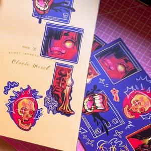 Demon Girl Sticker Sheet! Original Neon Purple Gothic Artwork
