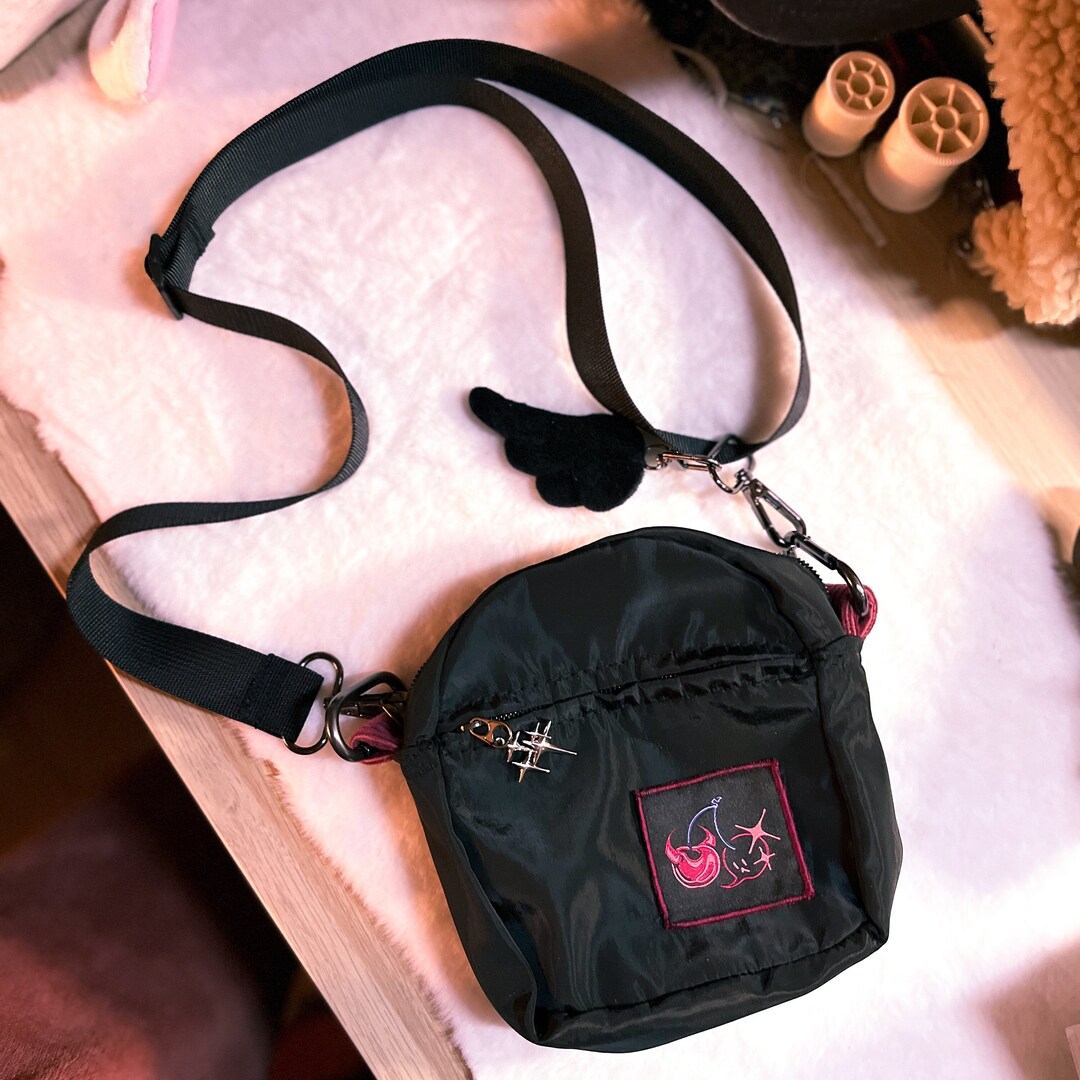 Cherry Demon Compact Shoulder Bag With Handsewn Original Art Patches ...