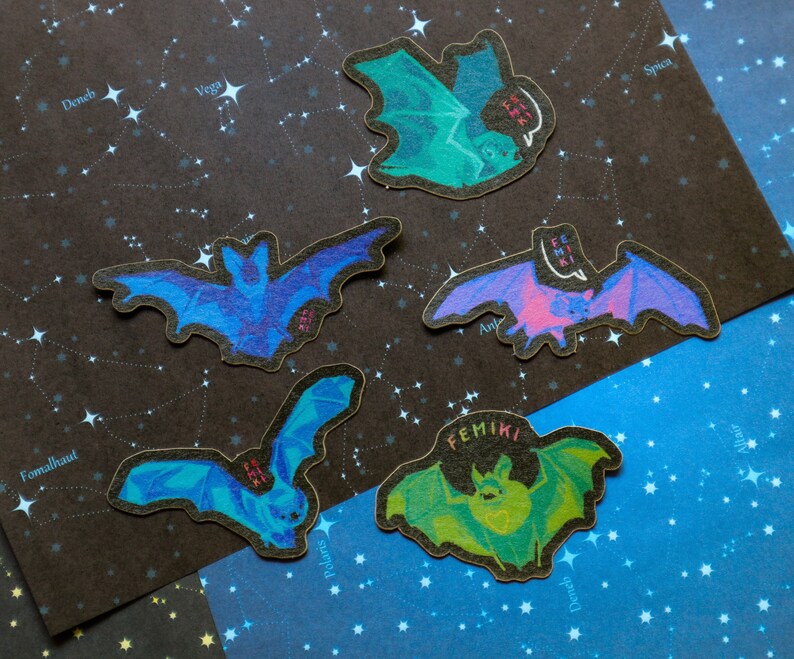 Cute Rainbow Bats Sticker Pack | Kawaii Baby Bat Sticker Set! Goth ...