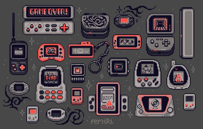 Vintage Consoles Pixel Art Sticker Sheet! Retro Gaming Original Design ...