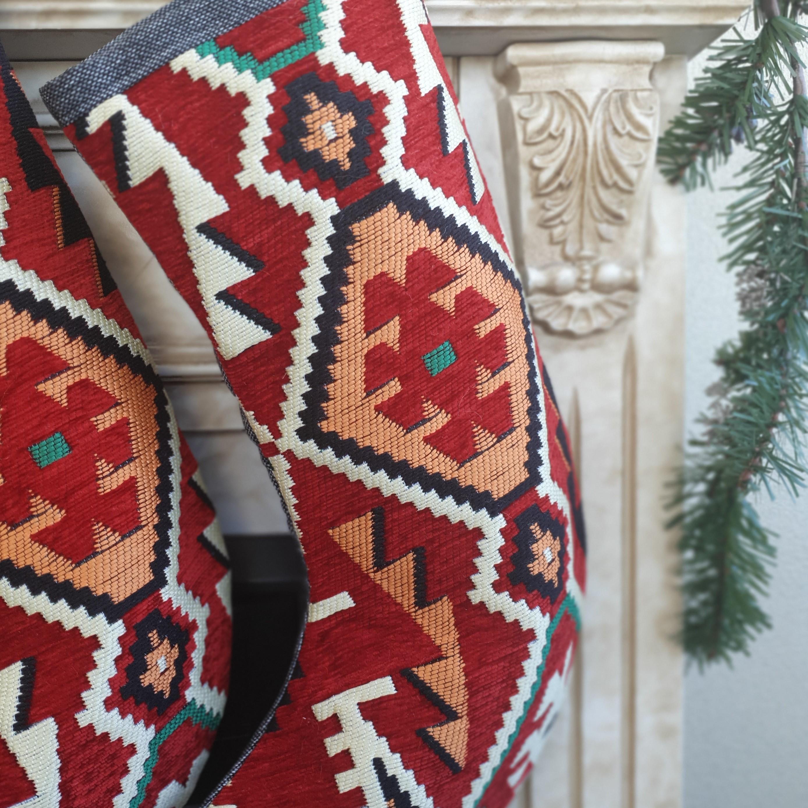 Extra Large Christmas Stocking Set for Family, Kilim Pattern Stocking ...