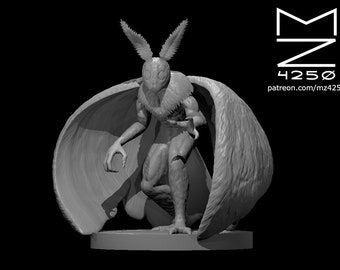 Mothman 3d Printed Miniatures Sculpted by Printed Obsession - Etsy
