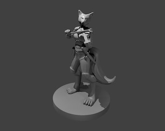 Kitsune Bard W/ Lyre Mini 32mm 28mm Resin Miniature Dungeons and ...