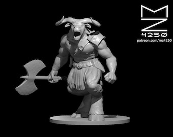 Spartaurus Barbarian Minotaur Gladiator Miniature for - Etsy