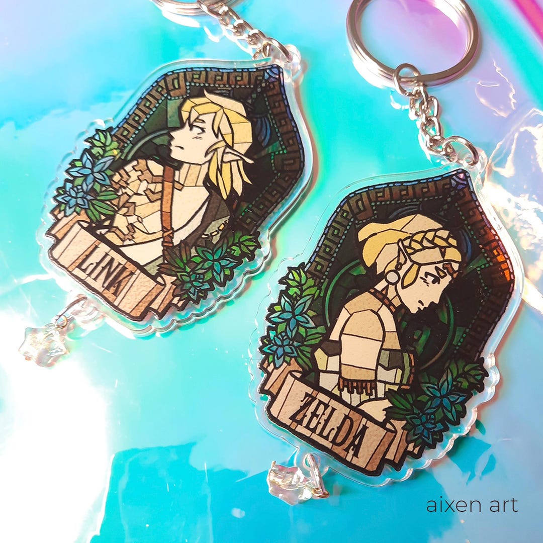 ZELDA TOTK Acrylic Charms Stained Glass Effect (zelda, Link) Semi ...