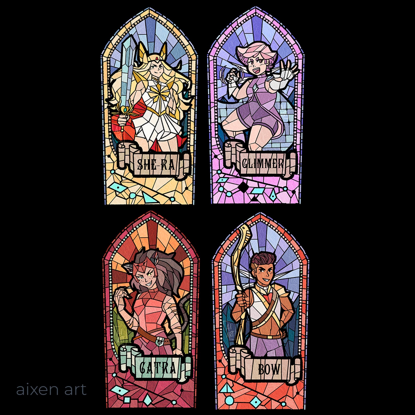 SHE-RA Stained Glass Bookmarks. shera Catra Bow Glimmer - Etsy