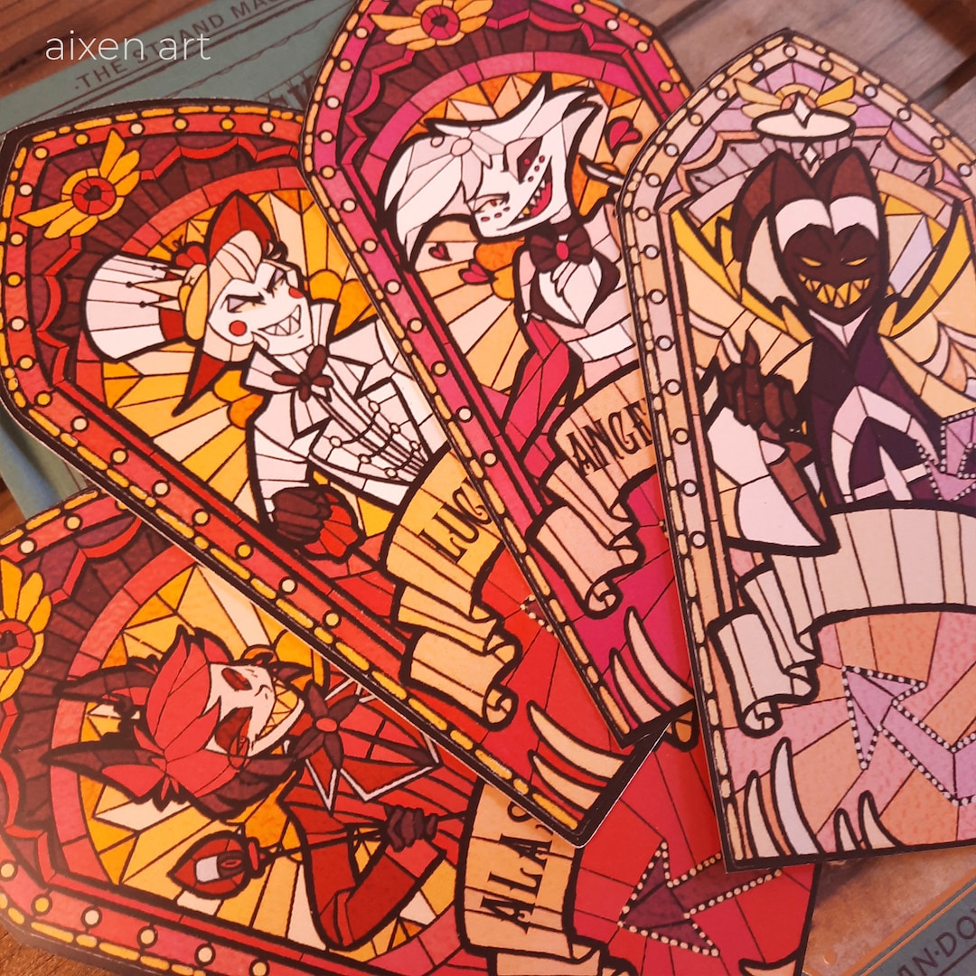 HAZBIN HOTEL Stained Glass Bookmark (angel Dust, Lucifer, Alastor ...