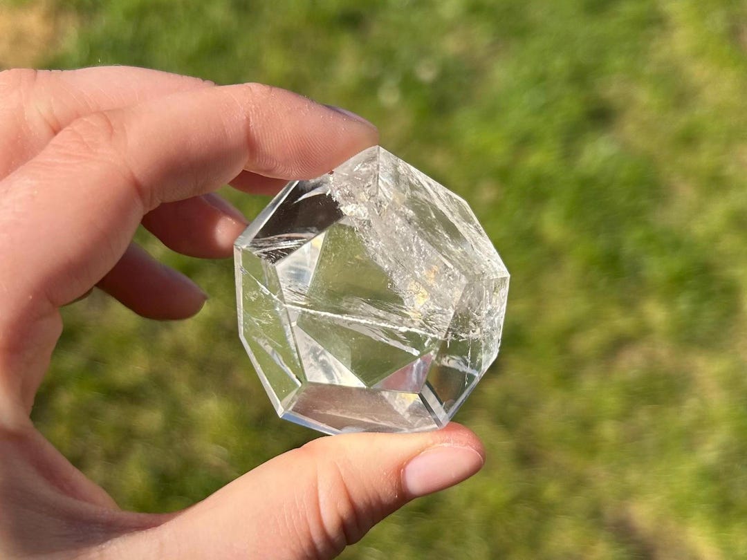 Amazing Clear Quartz Dodecahedron Faceted Shape | High Quality Clear ...