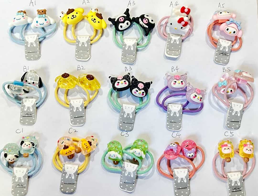 Set of 2 Pcs Adorable Sanrio Hair Ties, Cute Kitty Kids Elastic Band ...