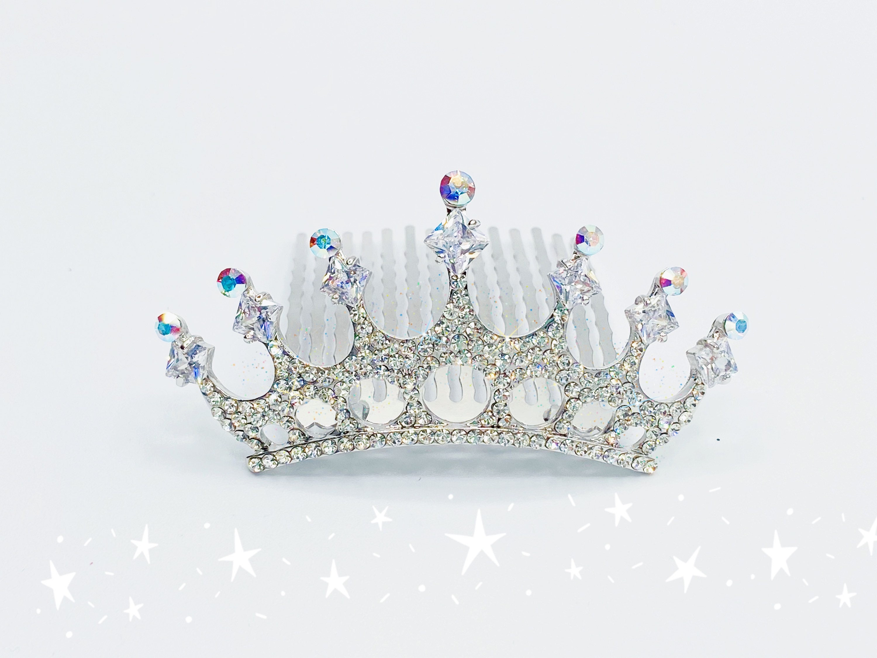 Rhinestone Crown Combs, Tiara Pearl Crown Hairpiece, Bridal Prom ...