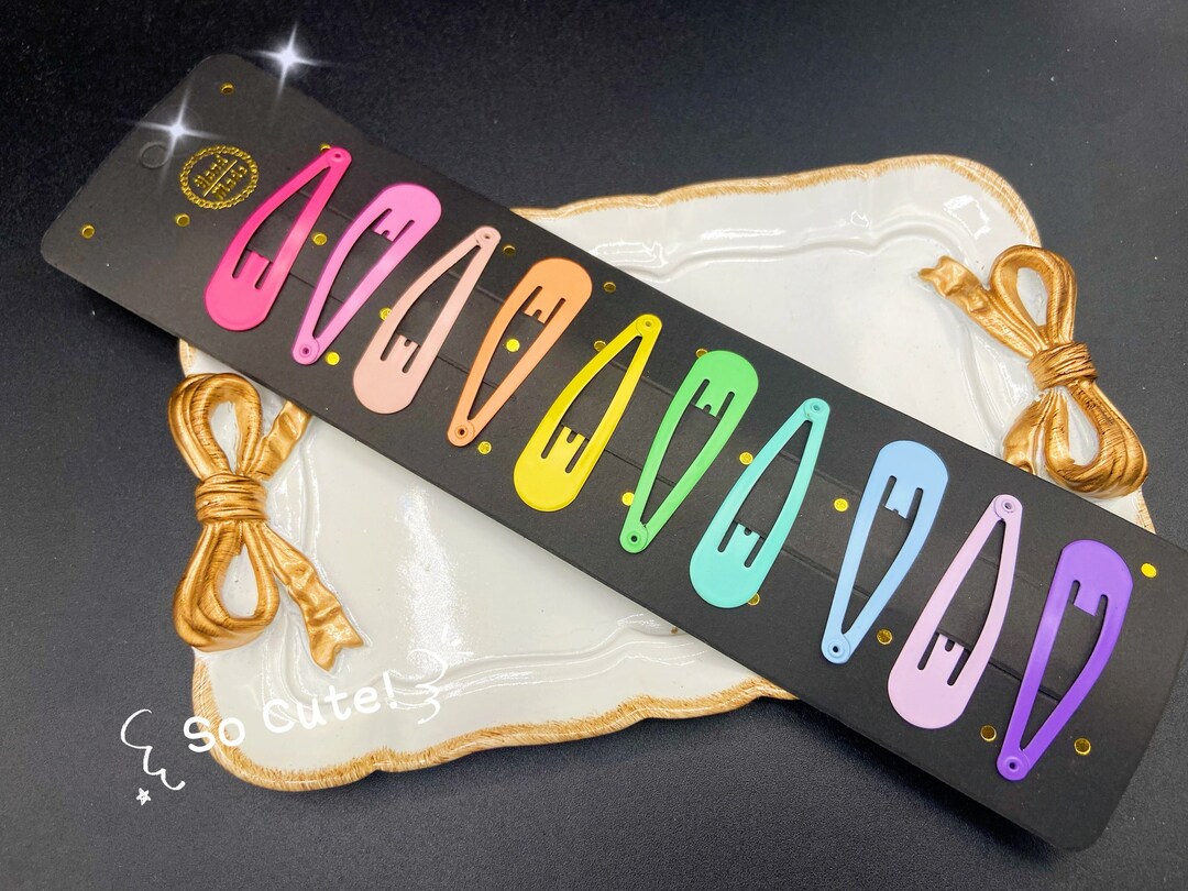 Barrette Hair Snap Clips (50mm) Rainbow Color Selection Snap Clips ...
