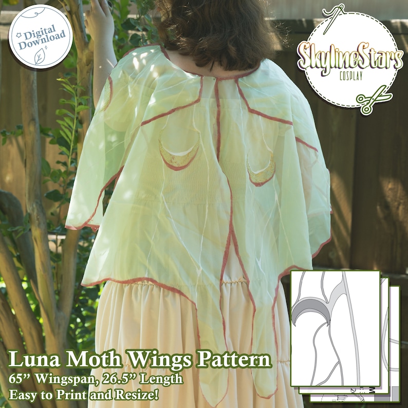 Luna Moth Wings Cloak Pattern PDF Digital Download for Cosplay, Ren ...