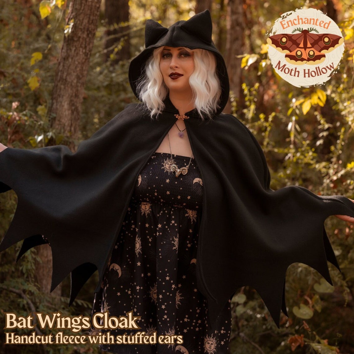 Bat Wings Cloak, Handmade Fleece Cloak for Ren Faire, LARP, Cosplay, Cottagecore Accessory ...