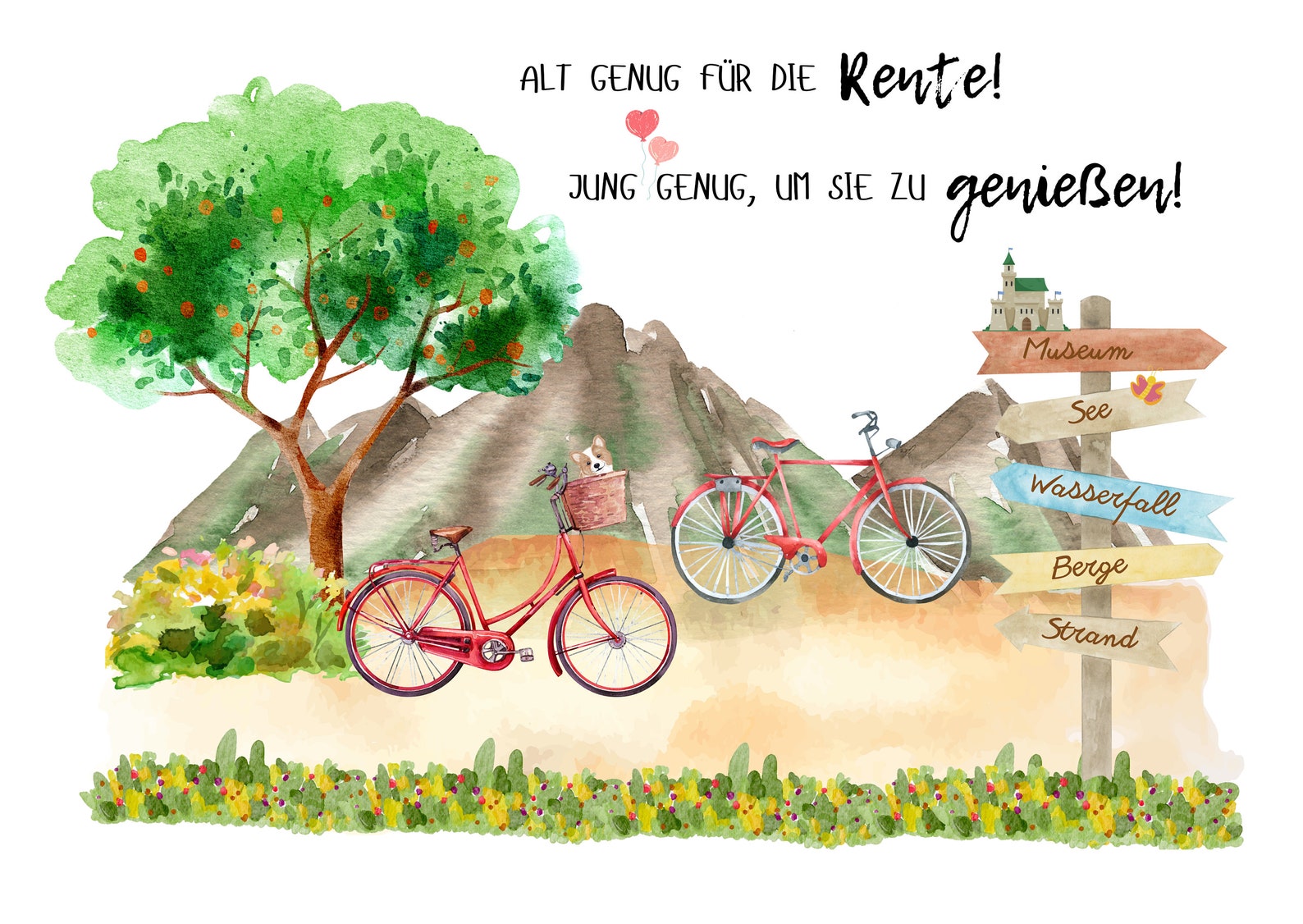 Karte Rente Fahrrad Fahrradfahrer Fahrradfahrerin DINA6 Ruhestand Rente ...