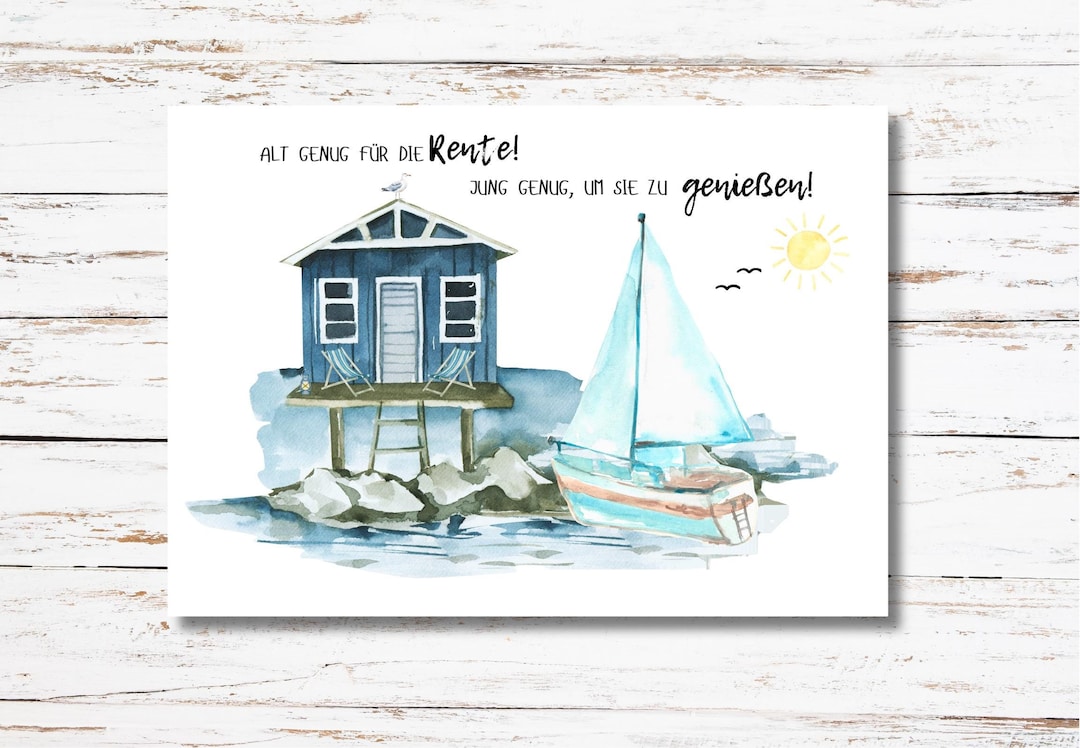 Karte Rente Segeln DINA6 Ruhestand Rente Rentner Abschied Rente Kollege ...