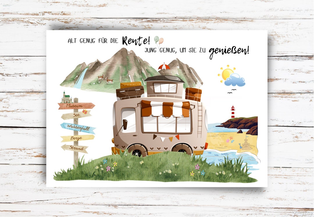 Card Pension Motorhome Travel DINA6 Retirement Pension Farewell Pension ...