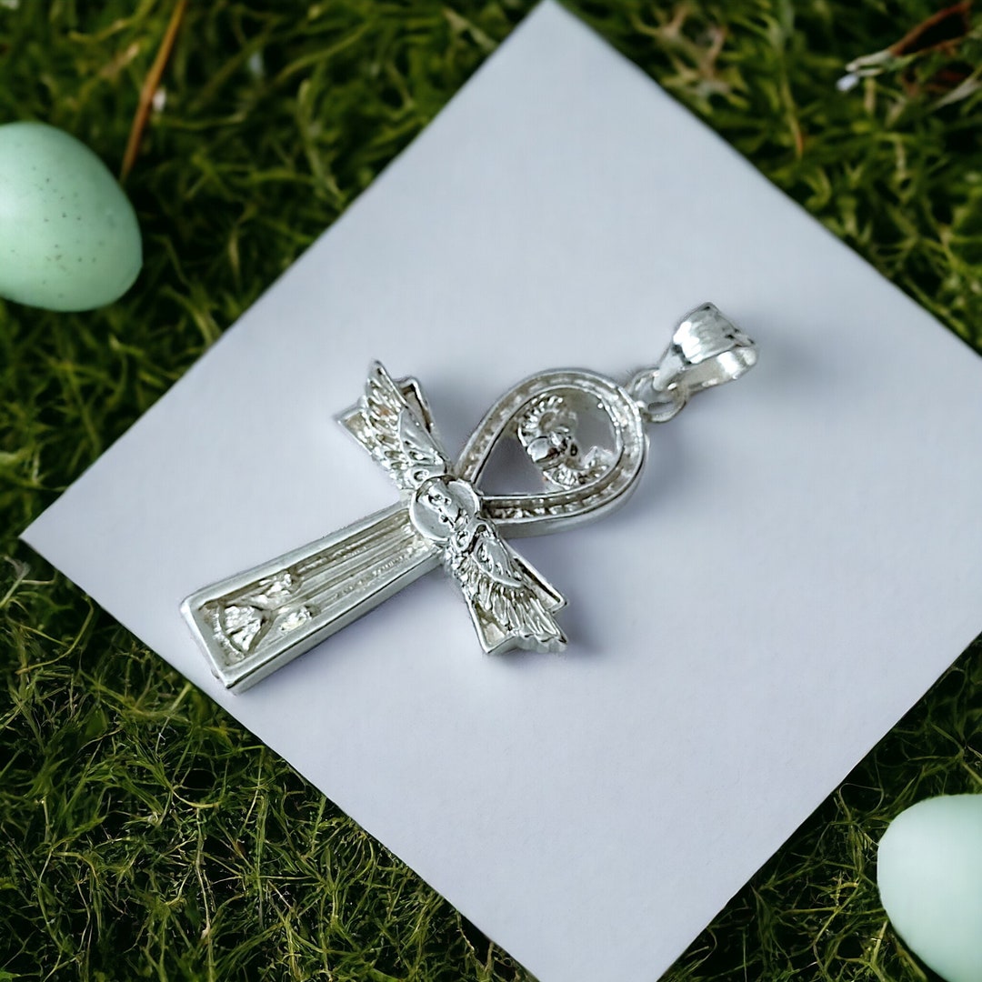 Silver Key of Life Ankh Sun Disk Eye Lotus Flower Complex Pendant ...