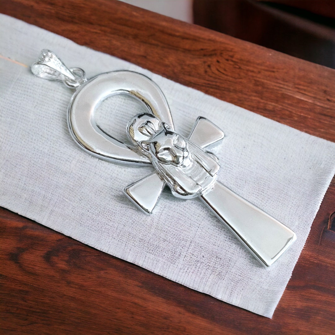 Key of Life Ankh Sekhmet Complex Silver Pendant Necklace, Egyptian ...