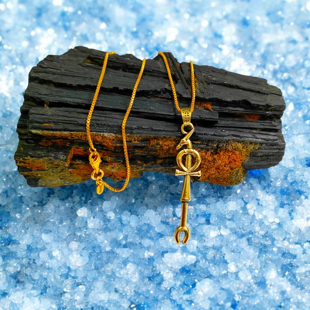 14K Gold Filled Was Scepter Ankh Complex Amulet Pendant Necklace ...