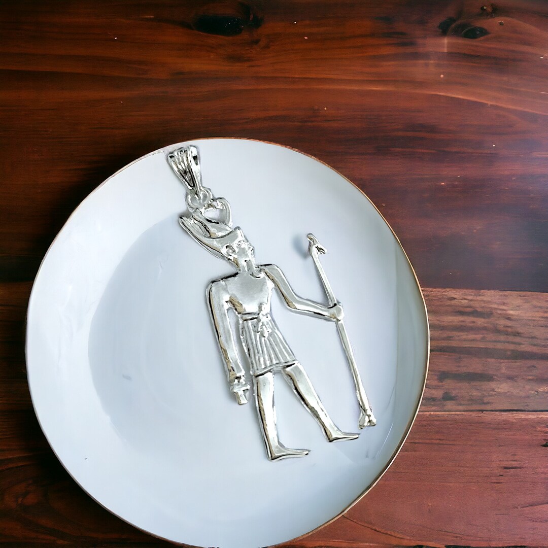 Silver God Amun Pendant Necklace, Egyptian Jewelry Gifts for Men and ...