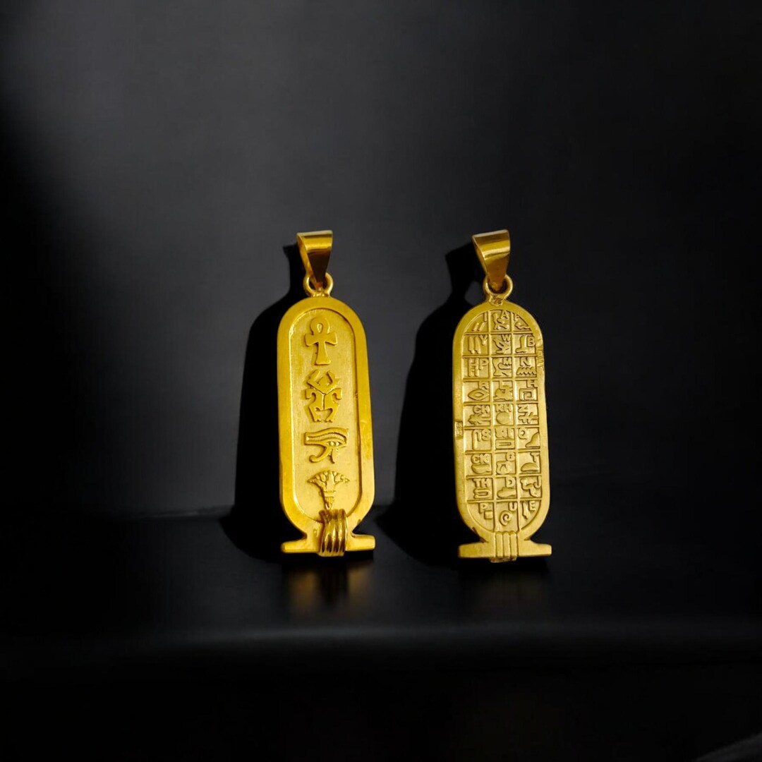 Personalized Gold Cartouche Necklace, Your Name Converted Into Ancient ...