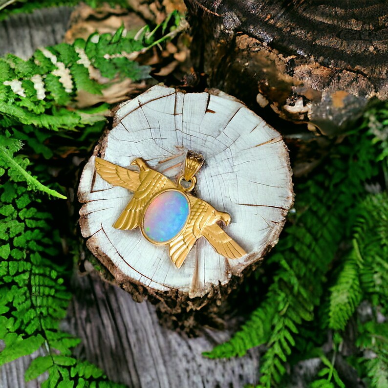 Gold Opal God Horus Pendant Necklace, Egyptian Jewelry Gifts for Men ...