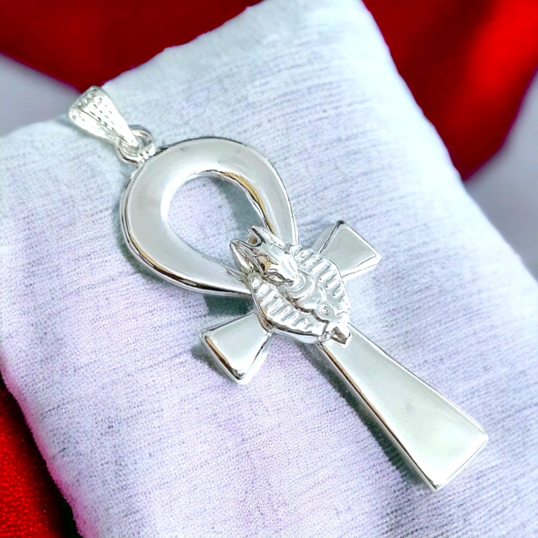Large Key of Life Ankh Anubis Complex Silver Pendant Necklace, Egyptian ...